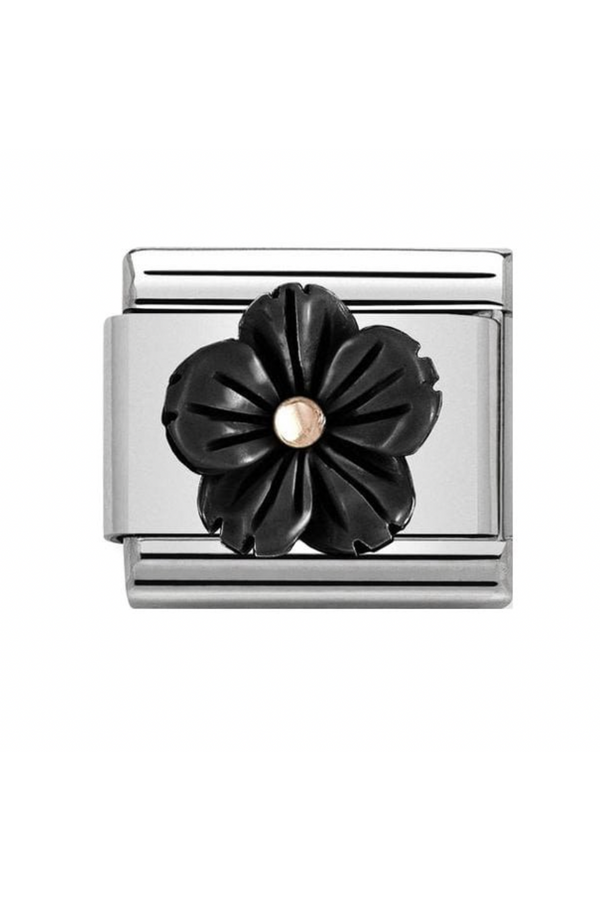 STONE SYMBOLS 9k rose gold flower Black Onyx